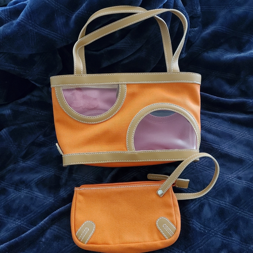 Mx Orange / Transparent Small Tote Bag With Small Pou… - Gem